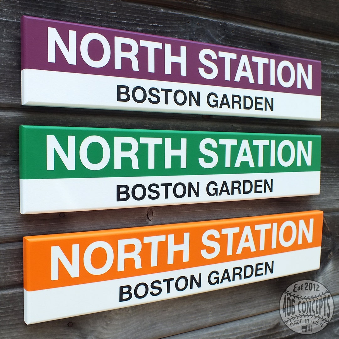 22" Officially Licensed Painted MBTA Station Sign North Station Bruins ...