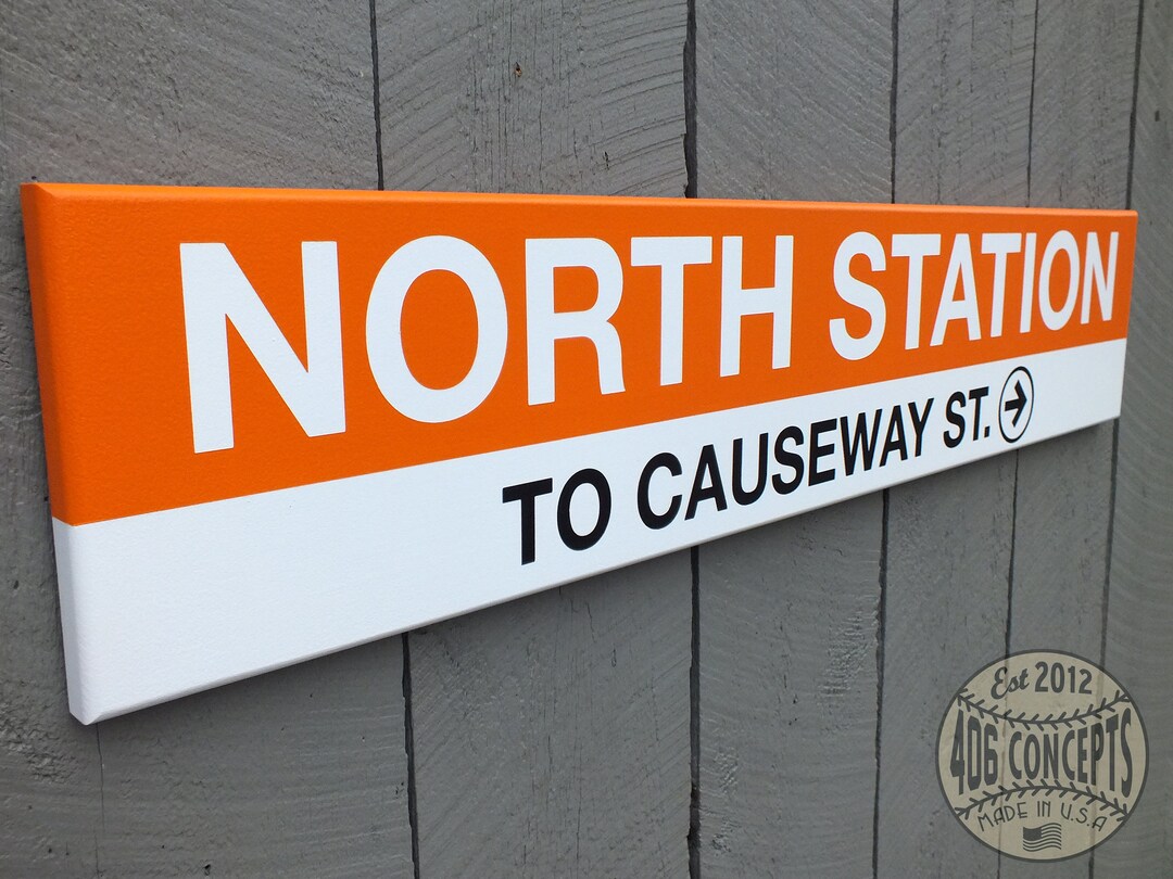22" Officially Licensed Painted MBTA Station Sign North Station Bruins ...