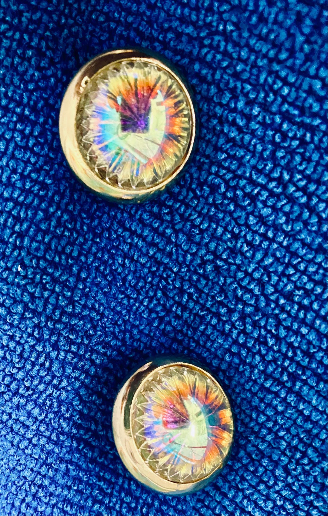 Vintage Emmons Aurora Borealis Clip on Earrings, Gold Tone - Etsy