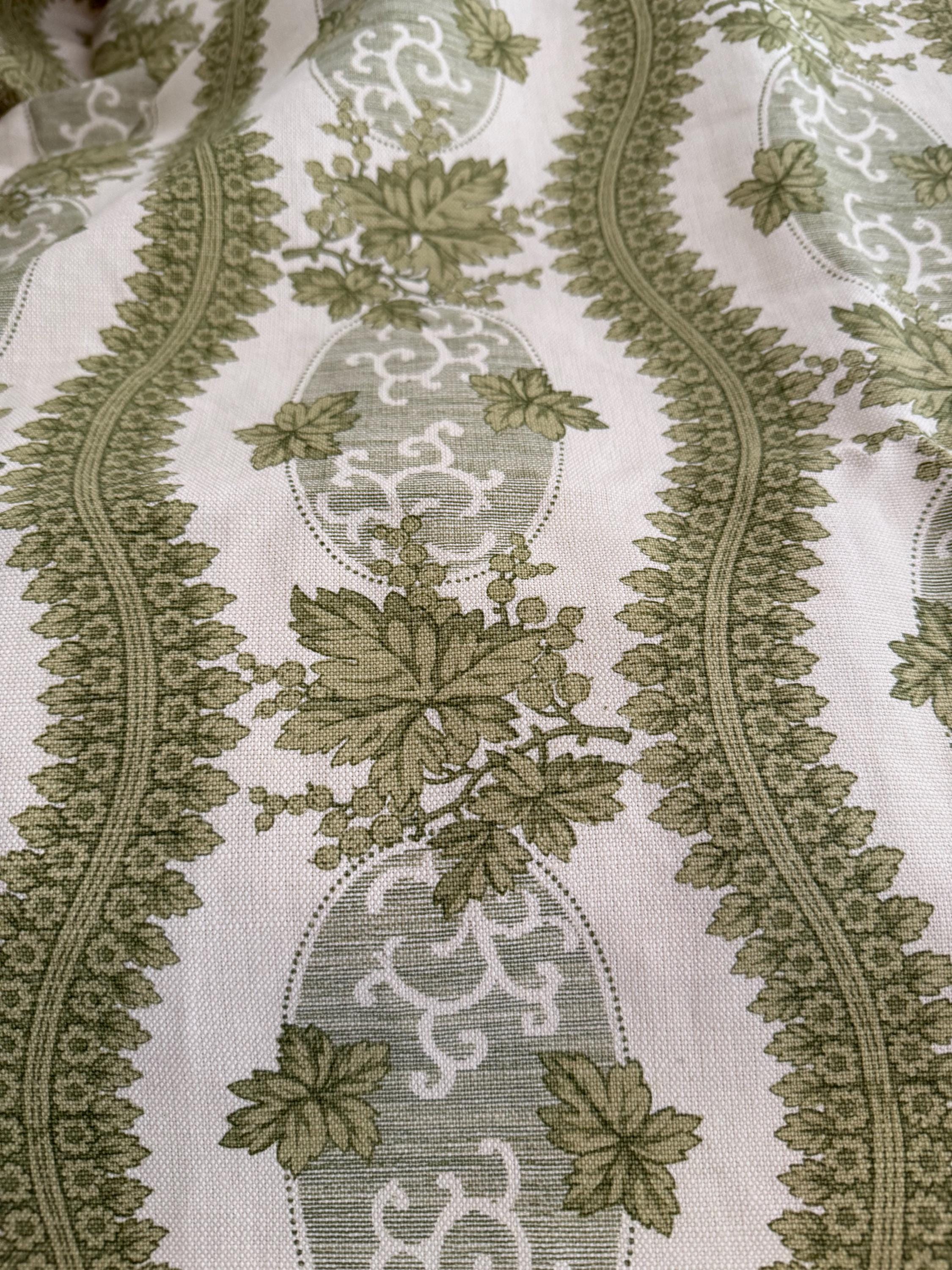 Scalamandre Printed Green Floral Stripe Cotton/linen Fabric-1 Yard ...