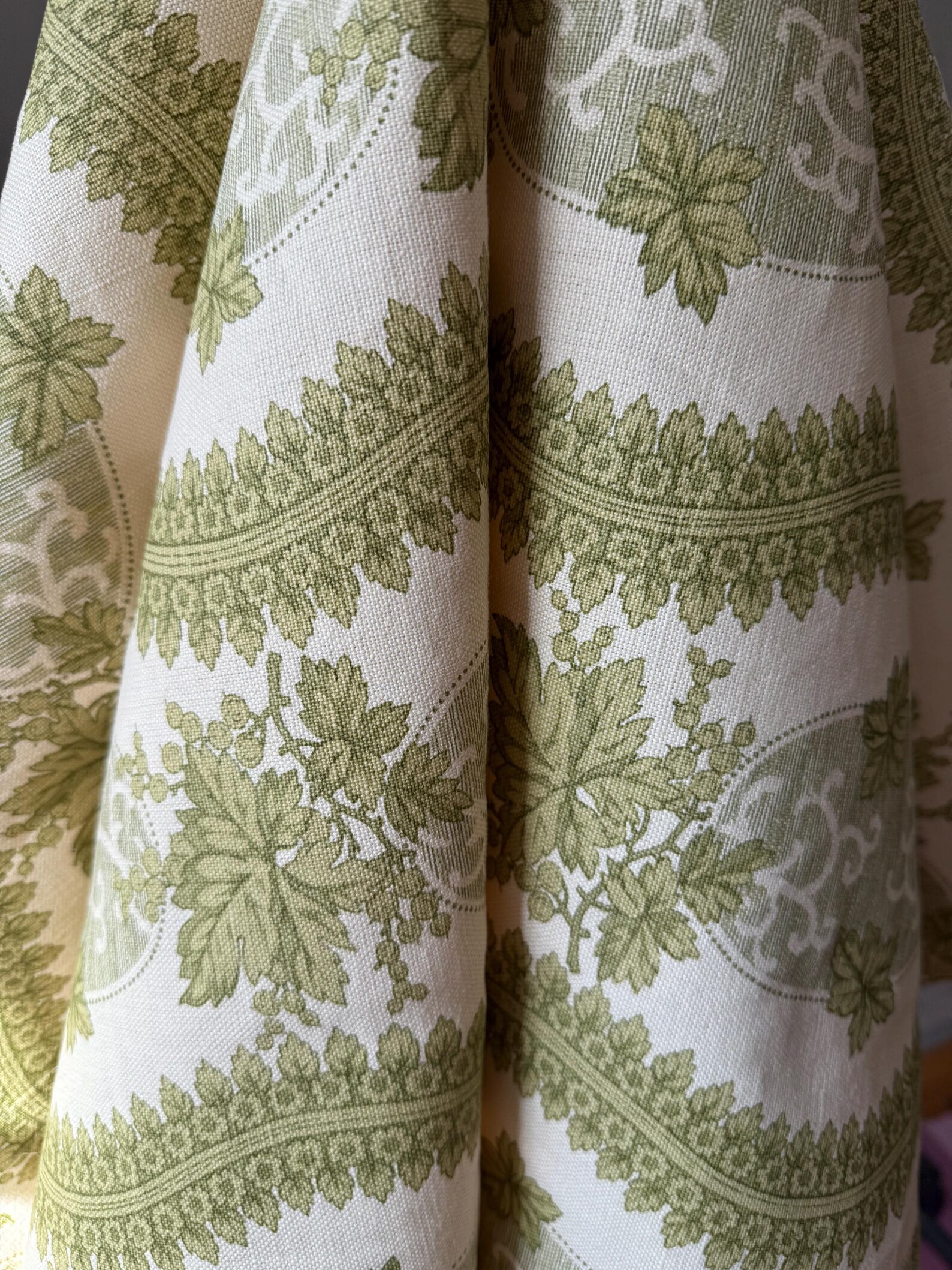 Scalamandre Printed Green Floral Stripe Cotton/linen Fabric-1 Yard ...