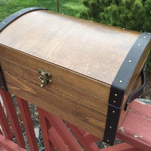 TREASURE CHEST Small 15" Optional Straps, Buckles, Lock or Latch. Shelf ...