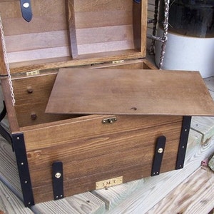 TREASURE CHEST Small 15" Optional Straps, Buckles, Lock or Latch. Shelf ...