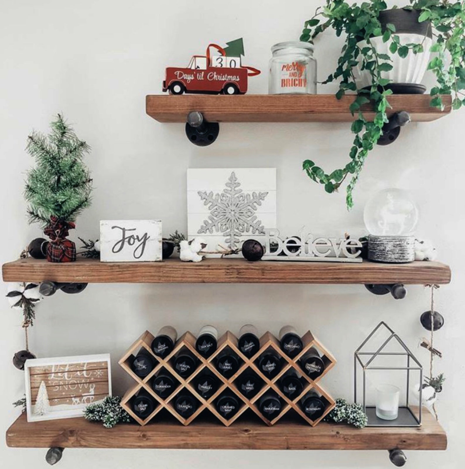 A Rustic Pipe Shelf Floating Farmhouse Decor Rustic Wood - Etsy