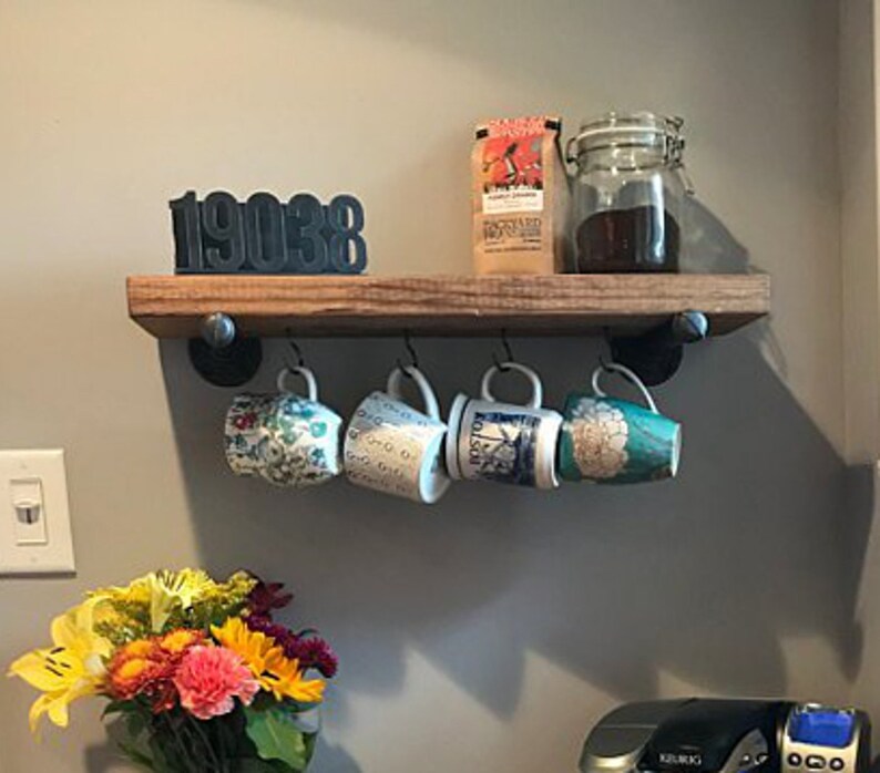 A Rustic Kitchen Floating Shelf Coffee Bar Shelf Farmhouse - Etsy