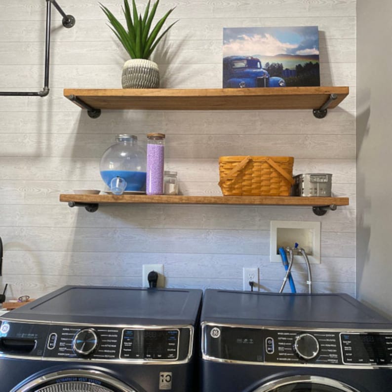 A Rustic Pipe Shelf Floating Farmhouse Decor Rustic Wood - Etsy