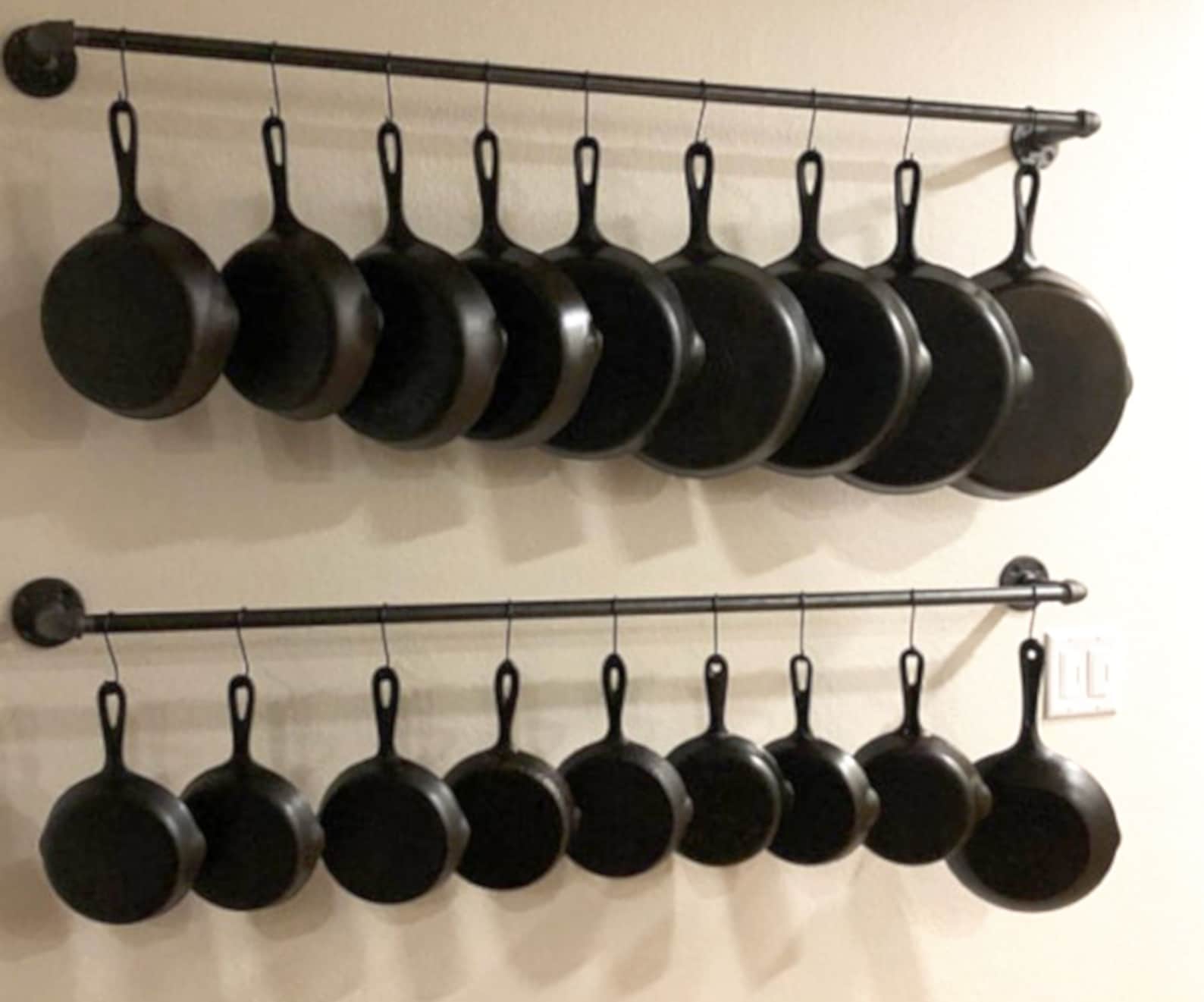 Single Kitchen Pot Rack, Gun Metal Gray Various Length Cookware Holder ...