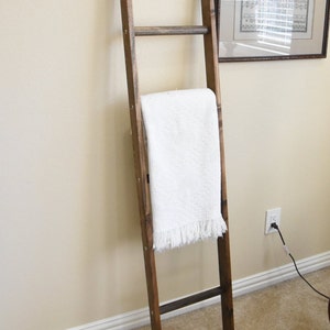 Walnut Stained Rustic Ladder, 6' Rustic Ladder, Farmhouse Quilt Ladder ...
