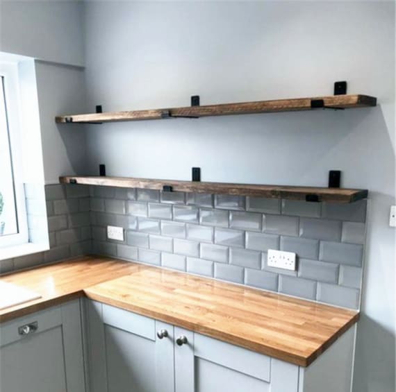 Floating Shelf With J Shaped Brackets Kitchen Shelf Modern - Etsy