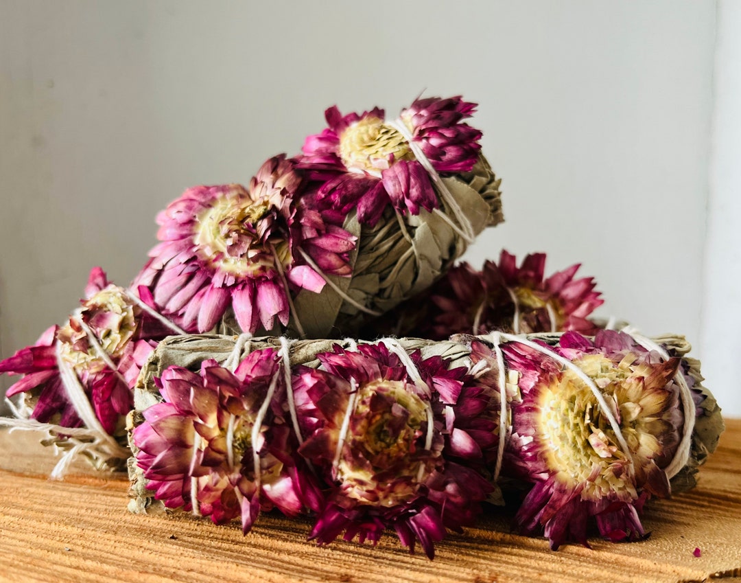 White Sage and Paper Flower Smudge Stick 4” - Etsy