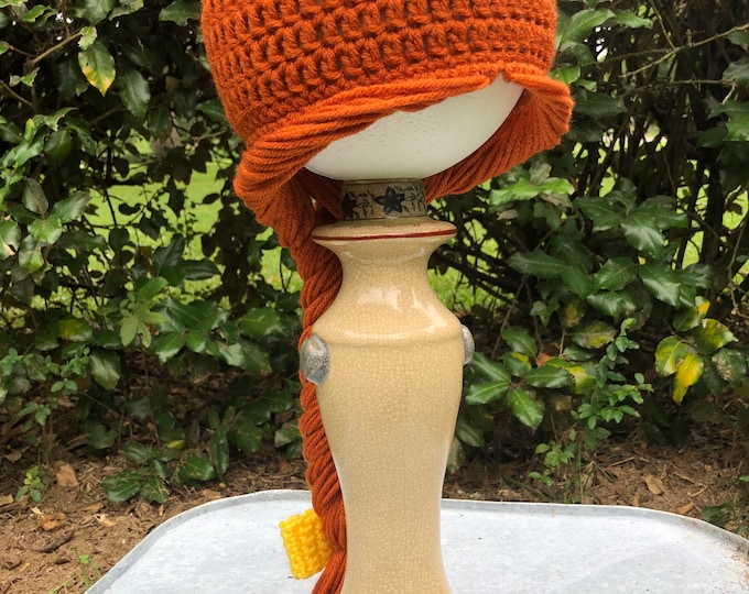 Room on the Broom Inspired Crocheted Orange Witchs Wig With Yellow Bow ...