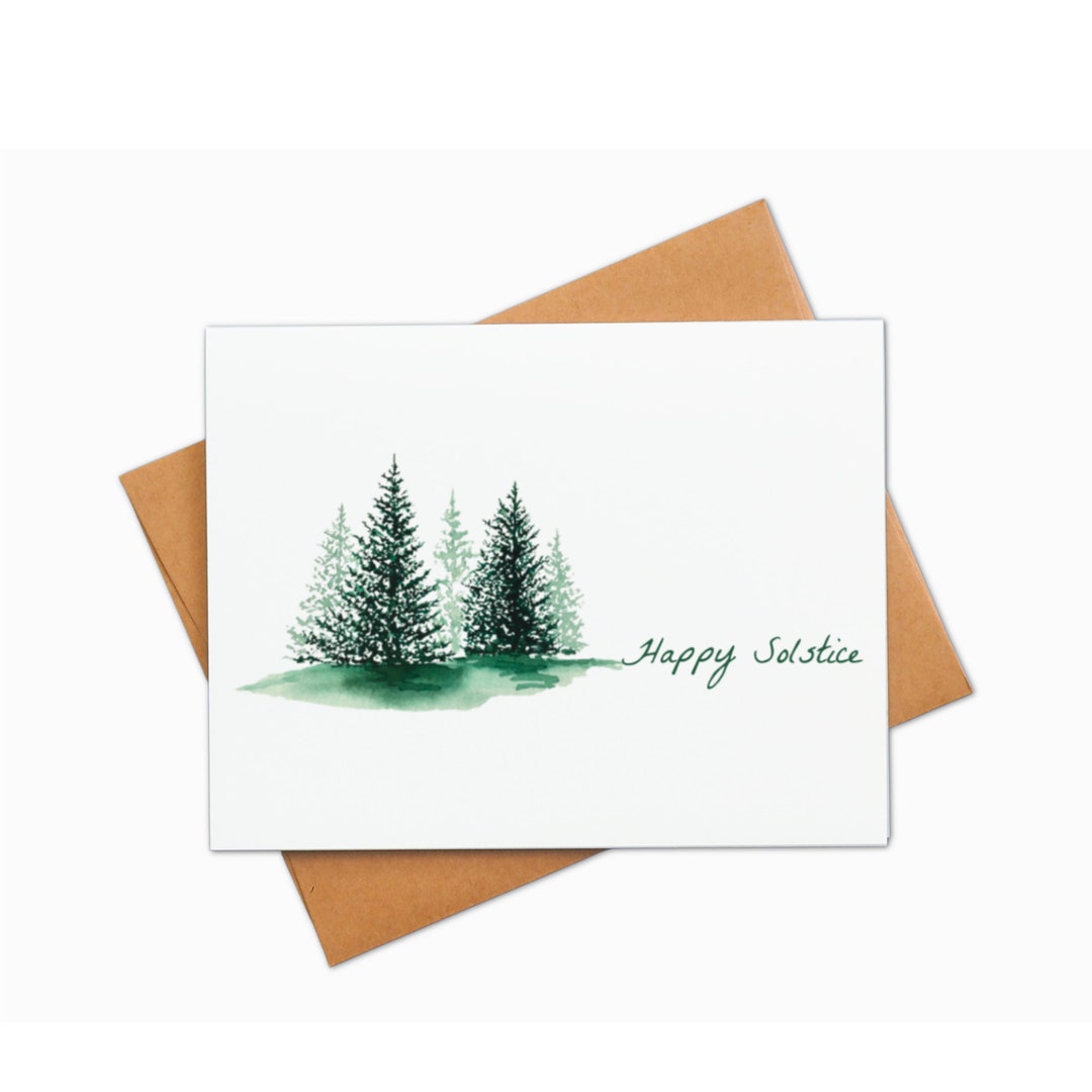 Solstice Cards, Set of 4, 6 or 8, Watercolor Forest Solstice Notecards ...