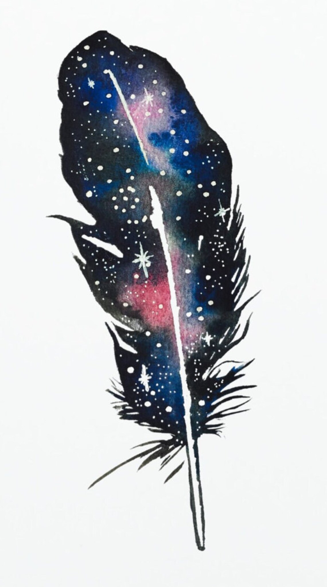 Watercolor Galaxy Feather Birthday Card Magical Birthday - Etsy