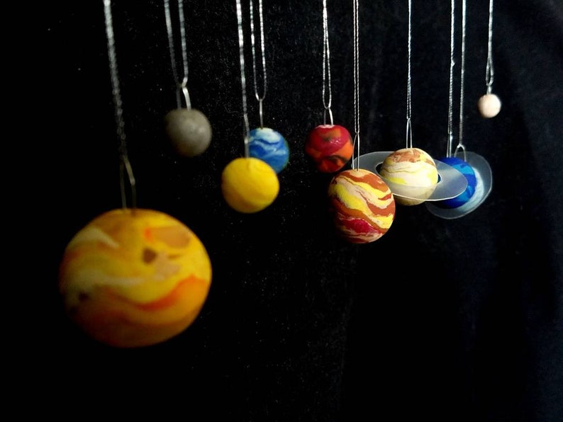 Mini Solar System Planet Ornament Set - Handmade Clay, Made in the USA ...