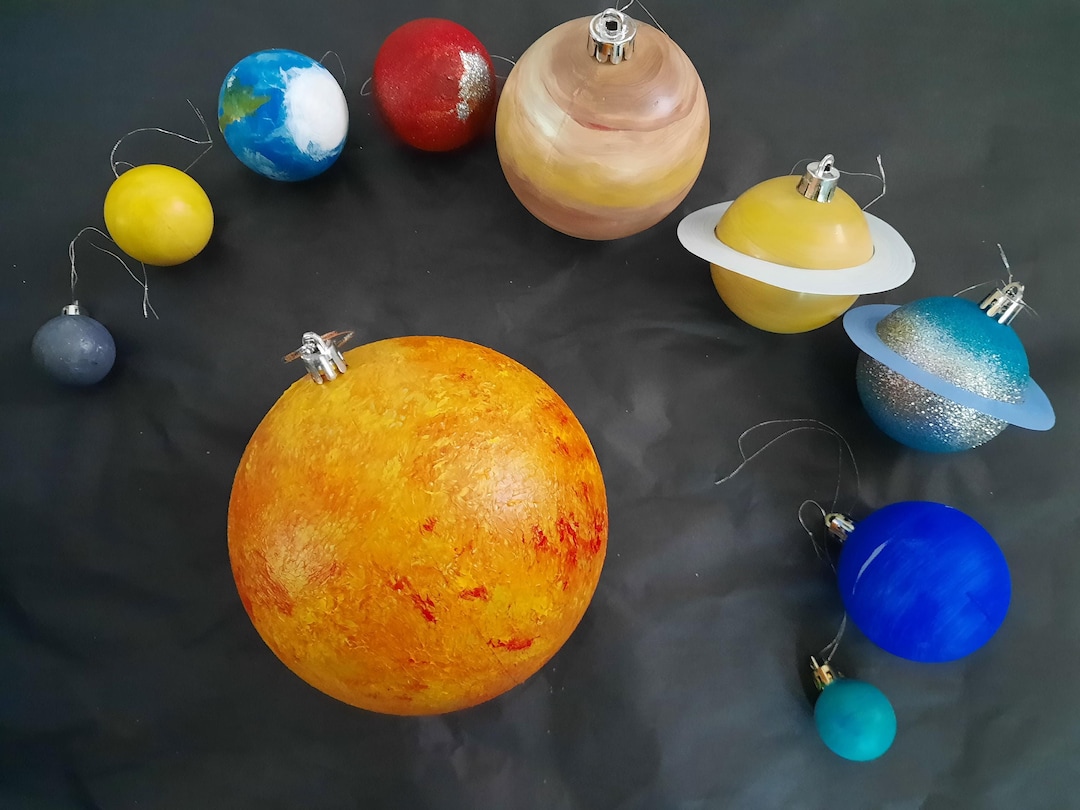Solar System Planets and Moons Ornament Set - Hand Painted, Made in the ...