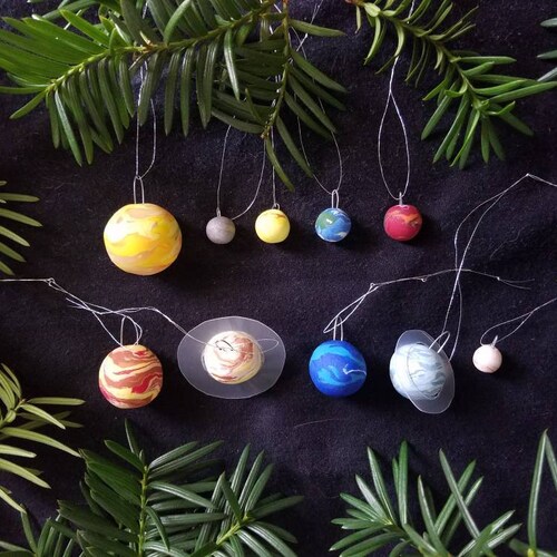 Mini Solar System Planet Ornament Set CLAY Handmade | Etsy