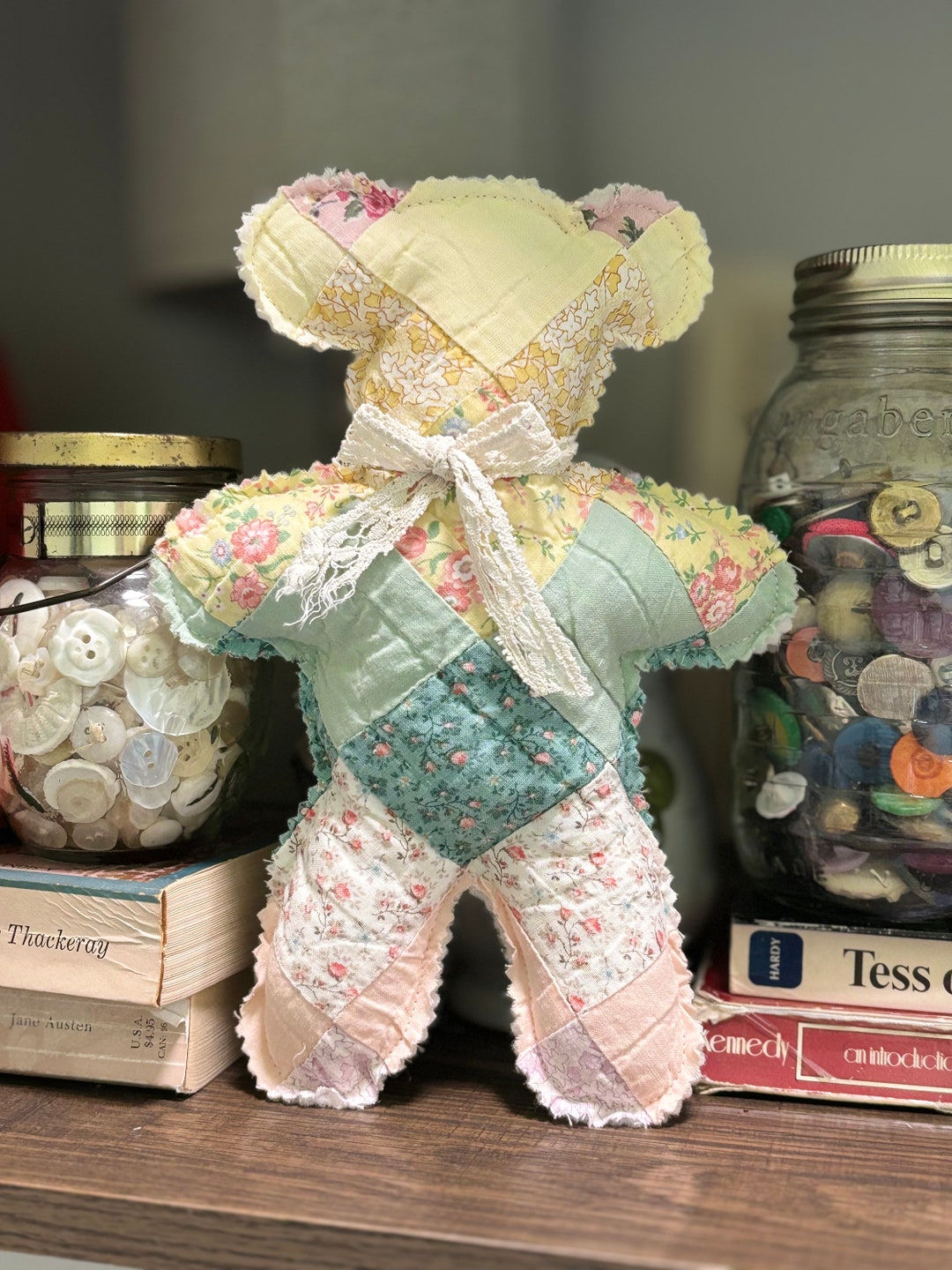 Vintage Quilt Teddy Bear / Antique Lace / Stuffed / Soft / Decor / Toy ...