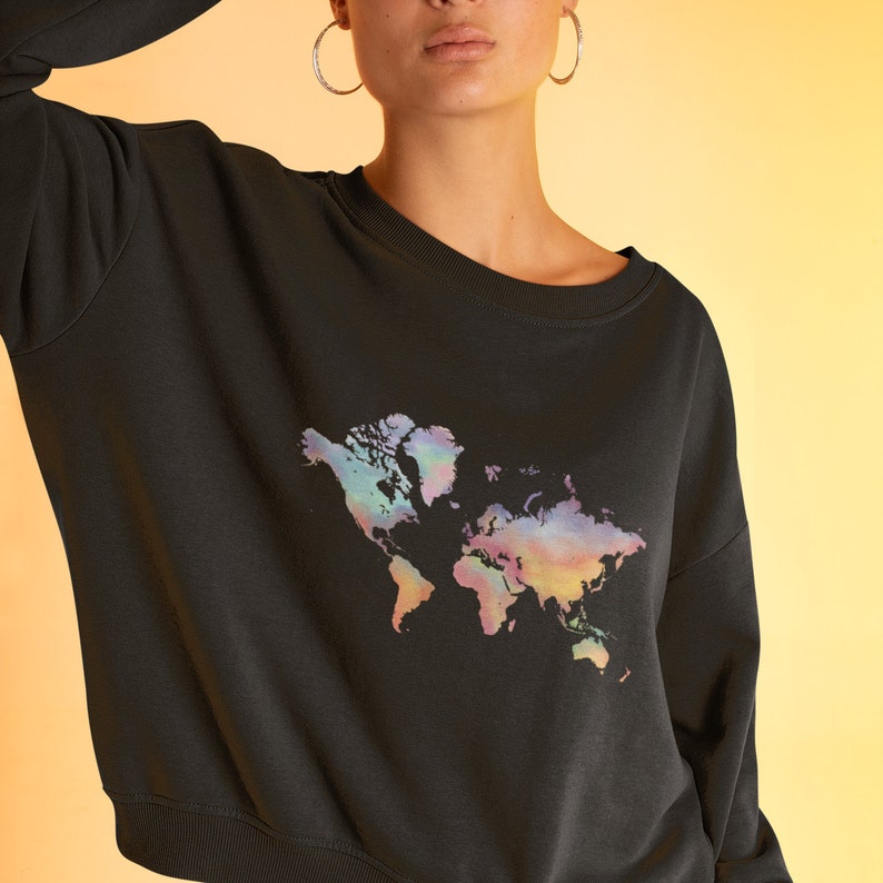 World Map Unisex Sweatshirt Colorful Map Print for Travel and Map ...
