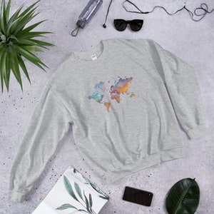 World Map Unisex Sweatshirt Colorful Map Print for Travel and - Etsy