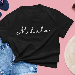 Mahalo Shirt Cursive Mahalo Hawaii Shirt Thank You Short-sleeve Unisex ...