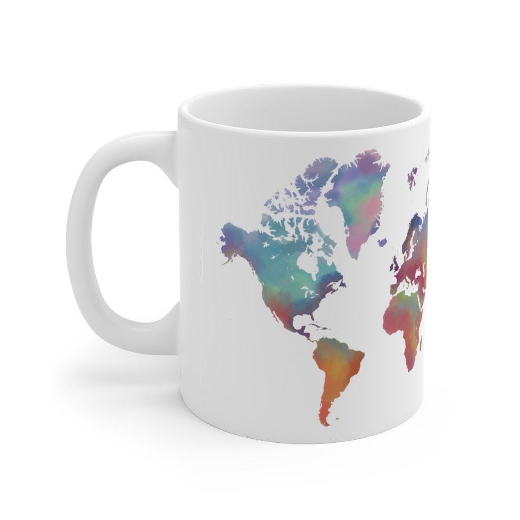 World Map Coffee Mug, Colorful Coffee Mug, Tie Dye Mug - Etsy