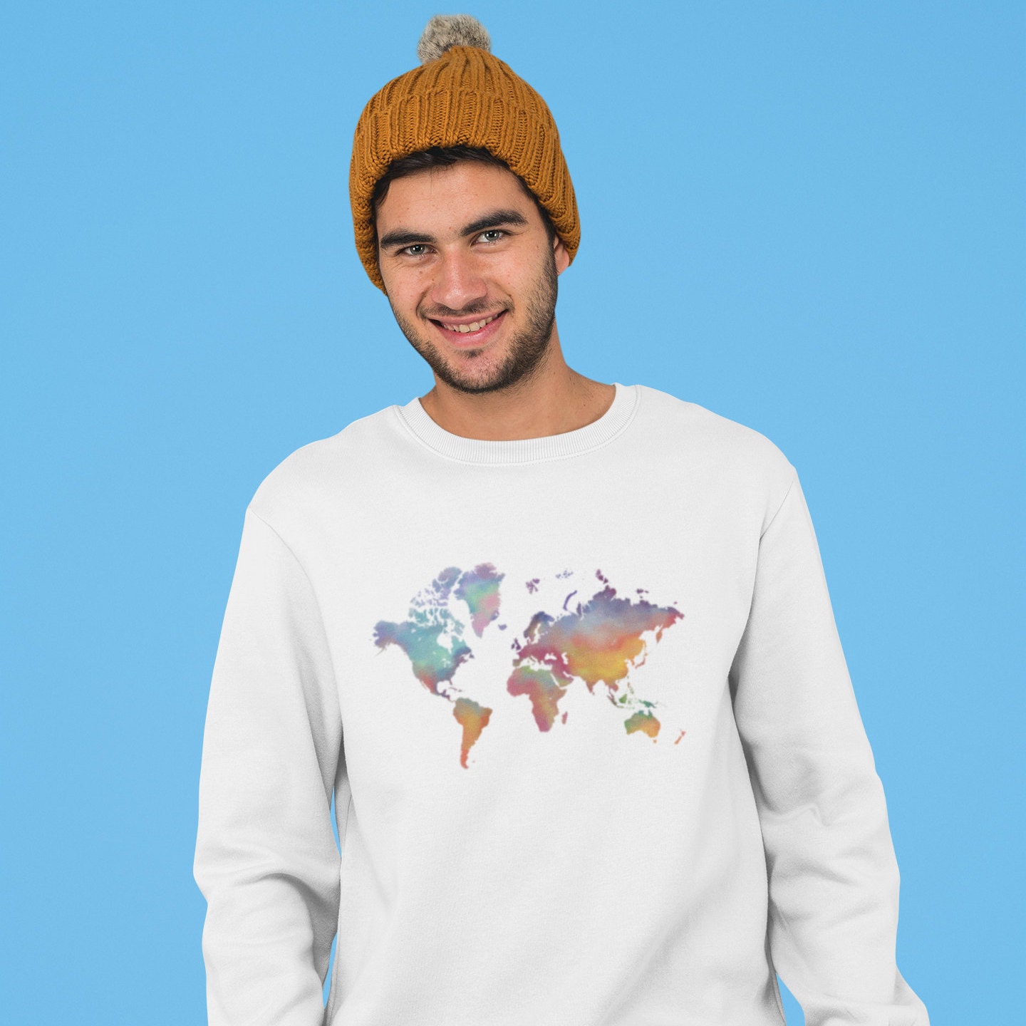 World Map Unisex Sweatshirt Colorful Map Print for Travel and Map ...