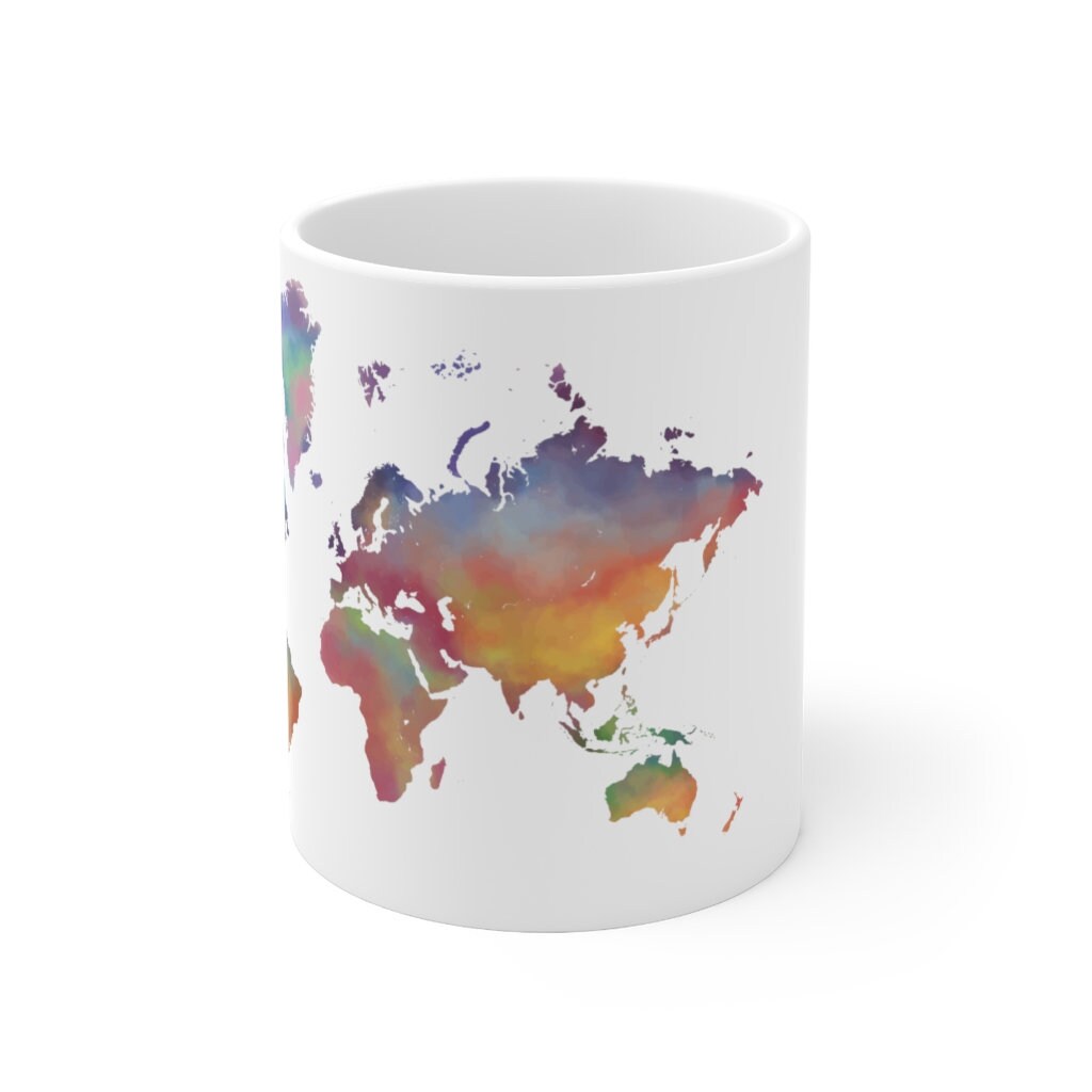 World Map Coffee Mug, Colorful Coffee Mug, Tie Dye Mug - Etsy