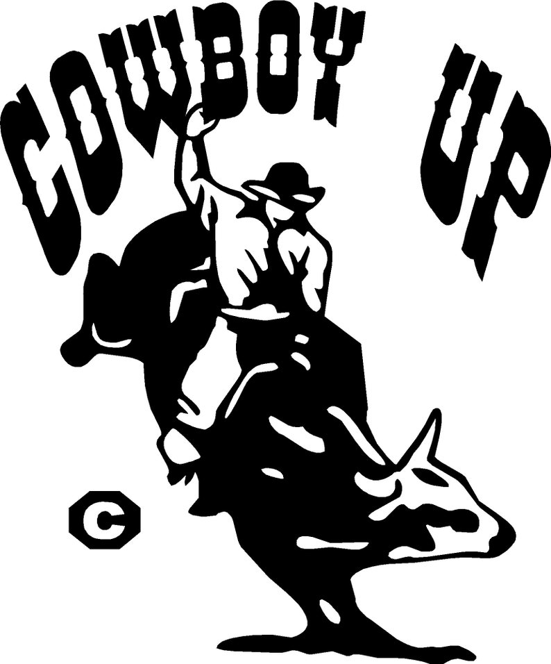 Cowboy up bull rider rodeo vinyl decal sticker | Etsy
