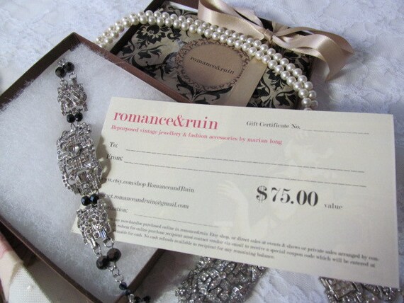 Gift Certificate Seventy Five Dollars | Etsy