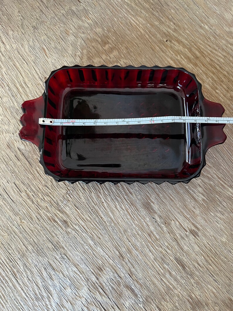 Vintage Ruby Red Rectangular Pressed Glass, Ribbed Diamond Pattern - Etsy