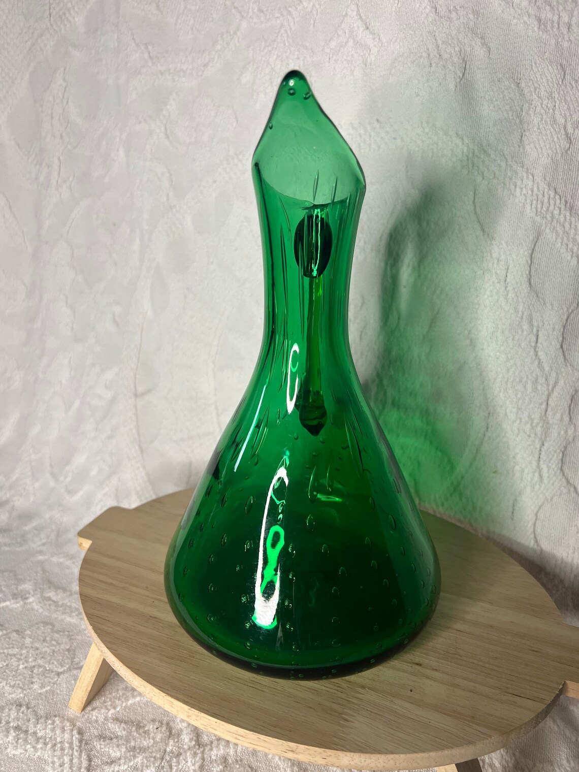 Mid Century Rainbow Bubbled Glass Pitcher Emerald Green - Etsy