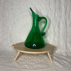 Mid Century Rainbow Bubbled Glass Pitcher Emerald Green - Etsy