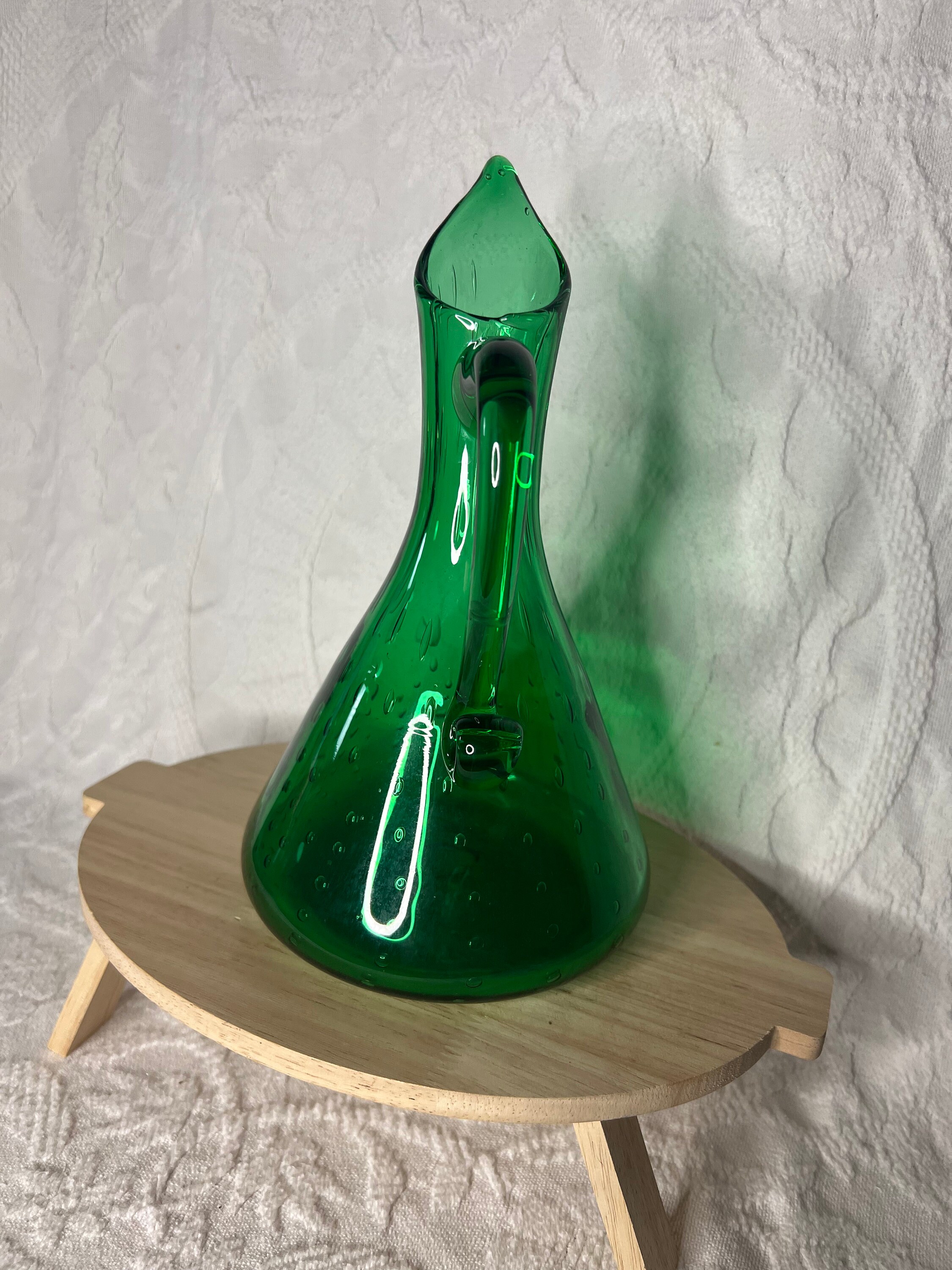 Mid Century Rainbow Bubbled Glass Pitcher Emerald Green - Etsy