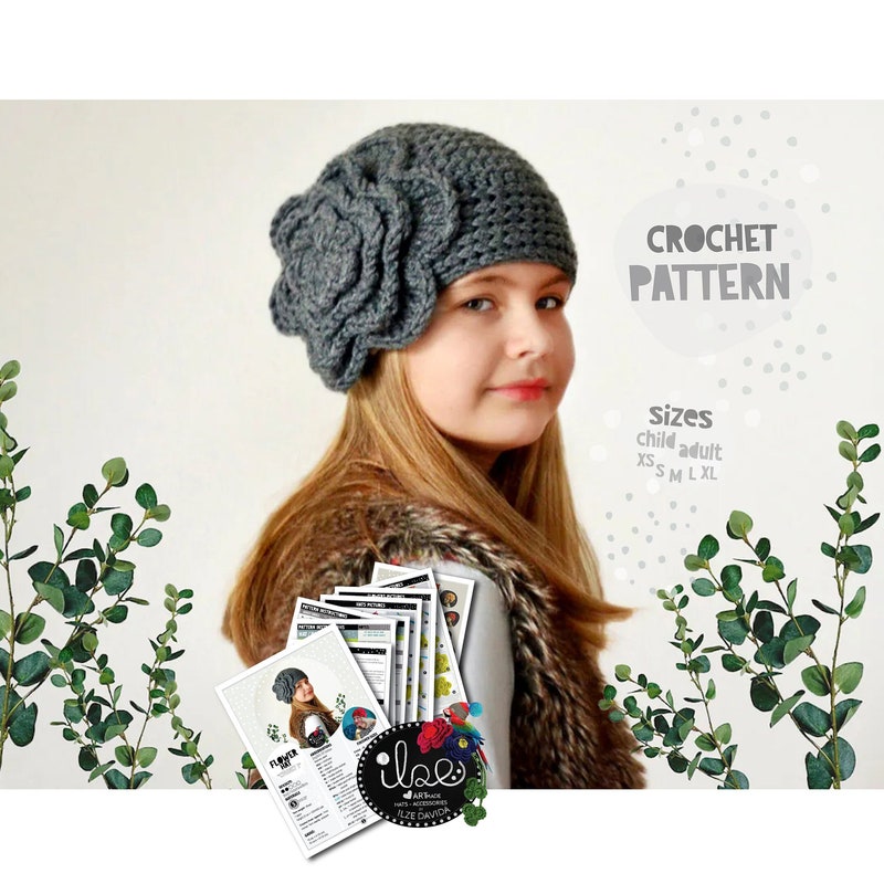 Crochet Flower Beanie Pattern - Etsy
