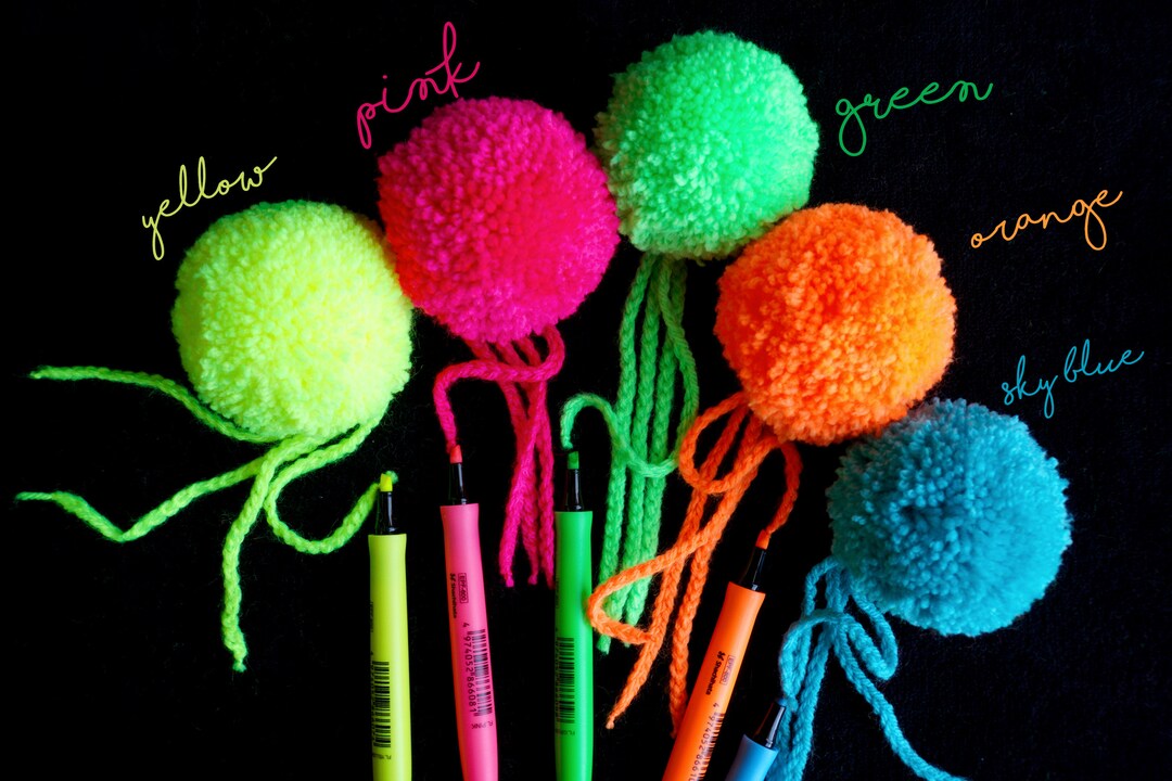 Adjustable MIX and Match TIE ON Pom Poms With Crocheted Strings ...
