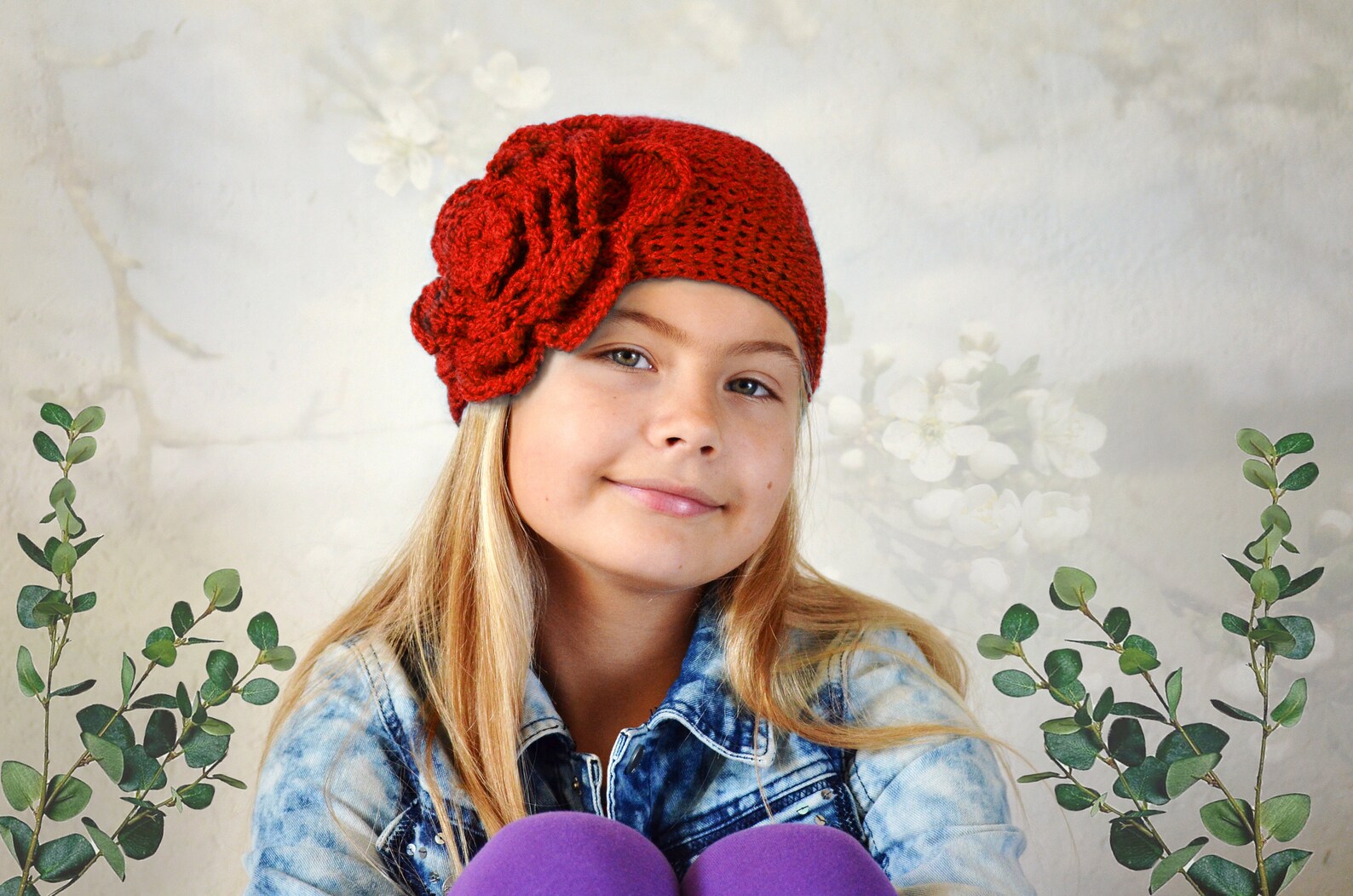 Knitted Merino Wool Hat With Flower for Women Girl Colorful | Etsy