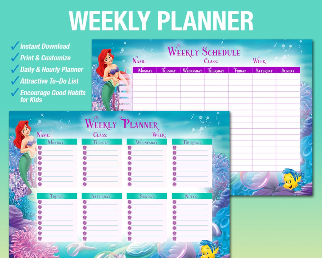 Kids Weekly Planner Printable Digital Weekly Planner Daily Routine ...