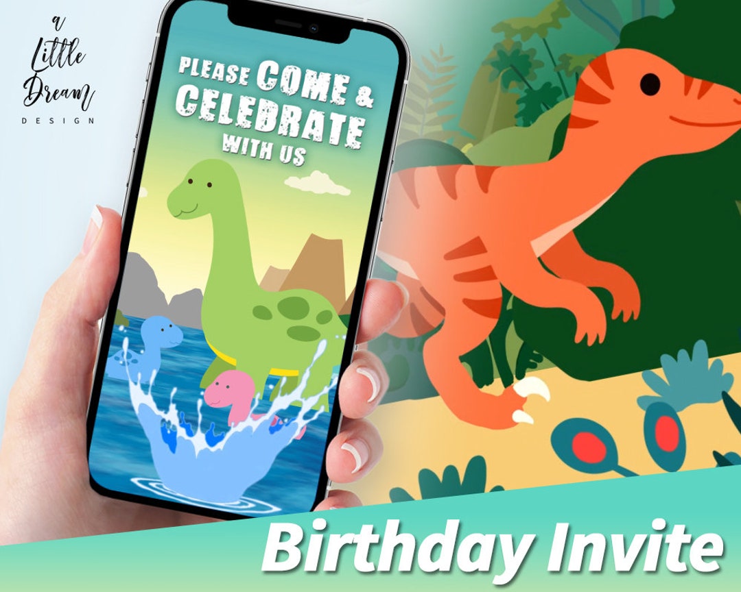 Dinosaur Birthday Invitation Animated Dinosaur Invite Birthday Party ...