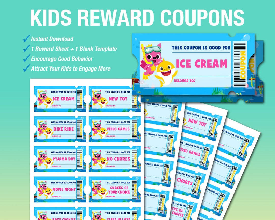 Kids Reward Coupons Printable Reward Tickets Editable Homeschool Reward ...