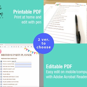 Birthday Party Planner Printable Birthday Budget Planner PDF Digital ...