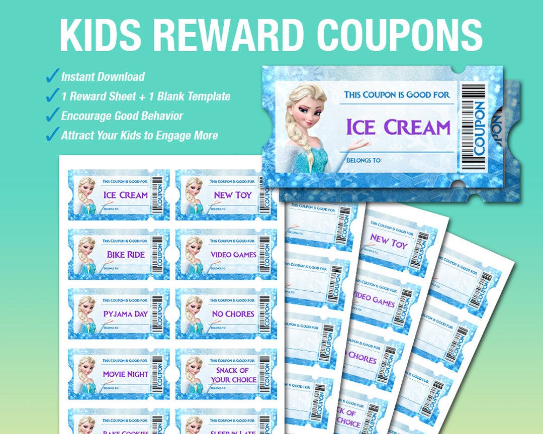 Kids Reward Coupons Printable Reward Tickets Editable Homeschool Reward ...