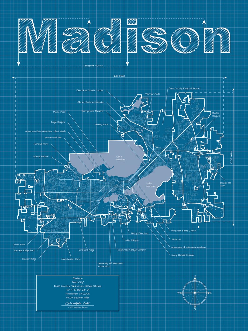 Madison Map Madison Street Map Madison Wall Map Madison | Etsy
