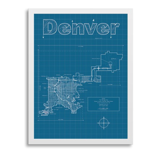 Denver Map Color Typography Color Map Poster Print | Etsy