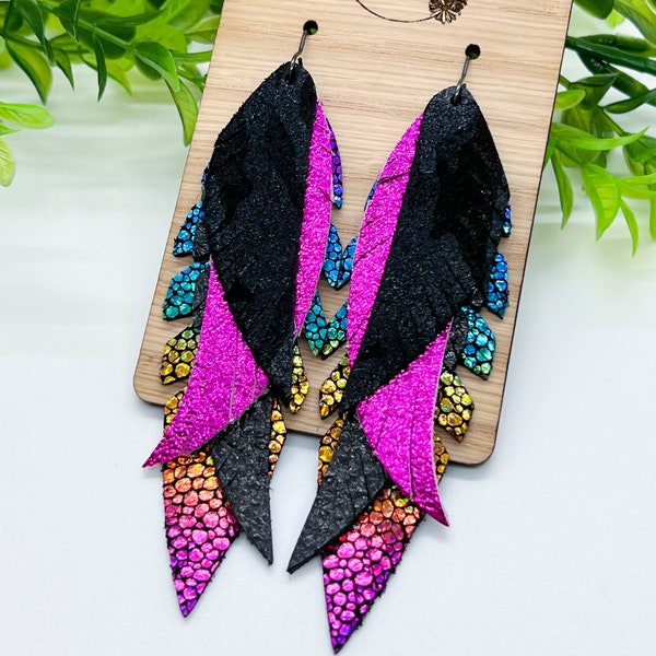 Leather Earrings for Women - Etsy