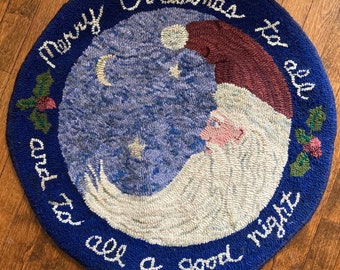 Rug Hooked Santa Ornament - Etsy