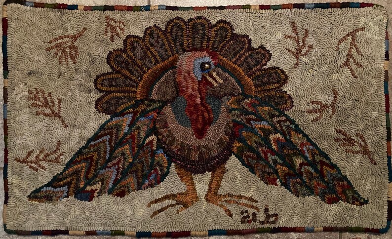 FANTAIL TURKEY Hand Hooked Rug 21 X 34 - Etsy