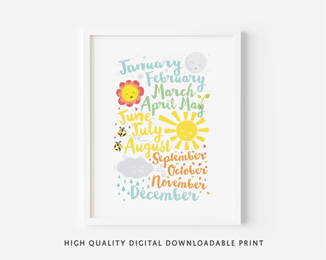 Months of the Year Print - Digital Download - Etsy
