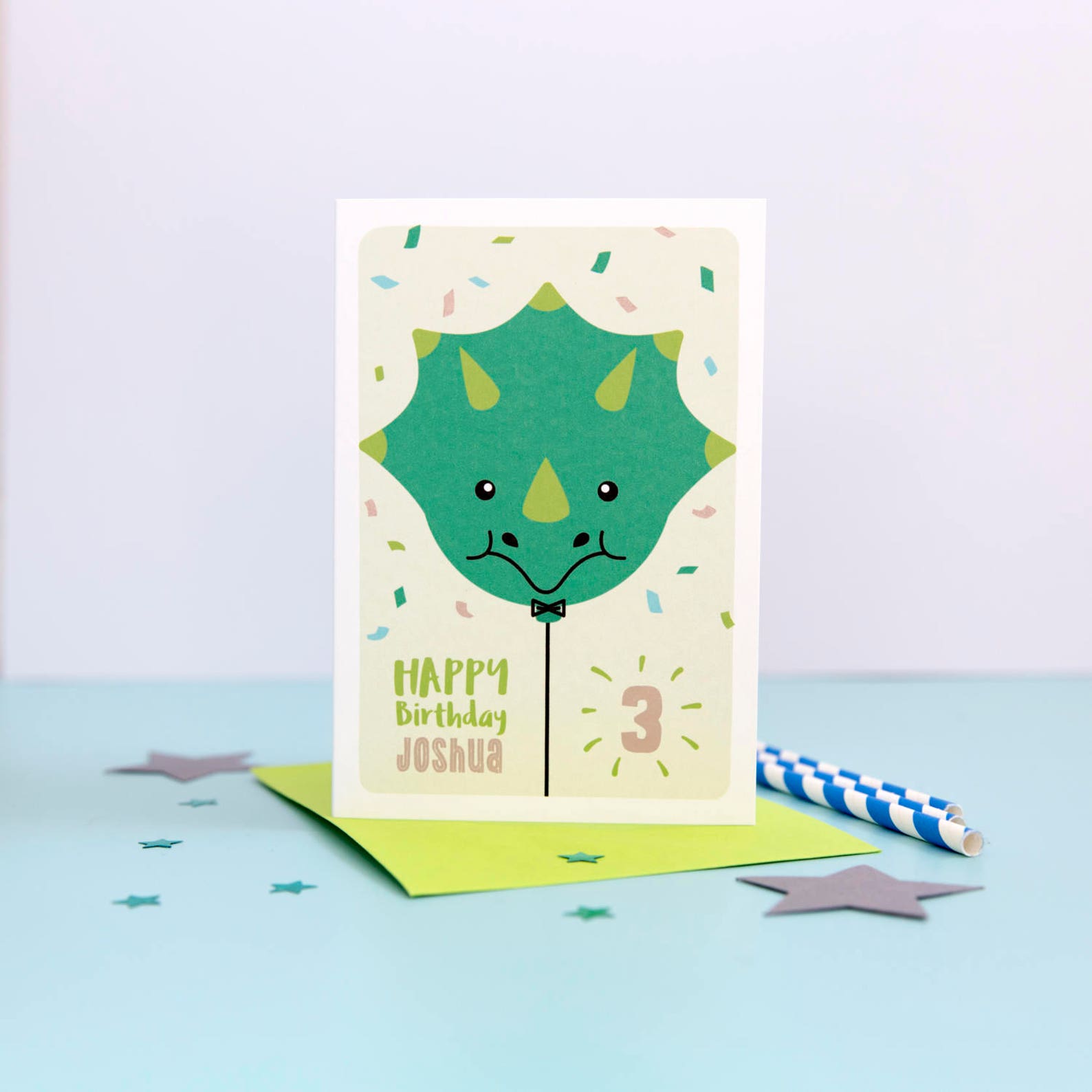 Dinosaur 3rd Birthday Card / Dinosaur Balloon Birthday Card / - Etsy UK