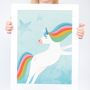 Rainbow Unicorn Print / Unicorn Printable Wall Art / Girls Bedroom ...