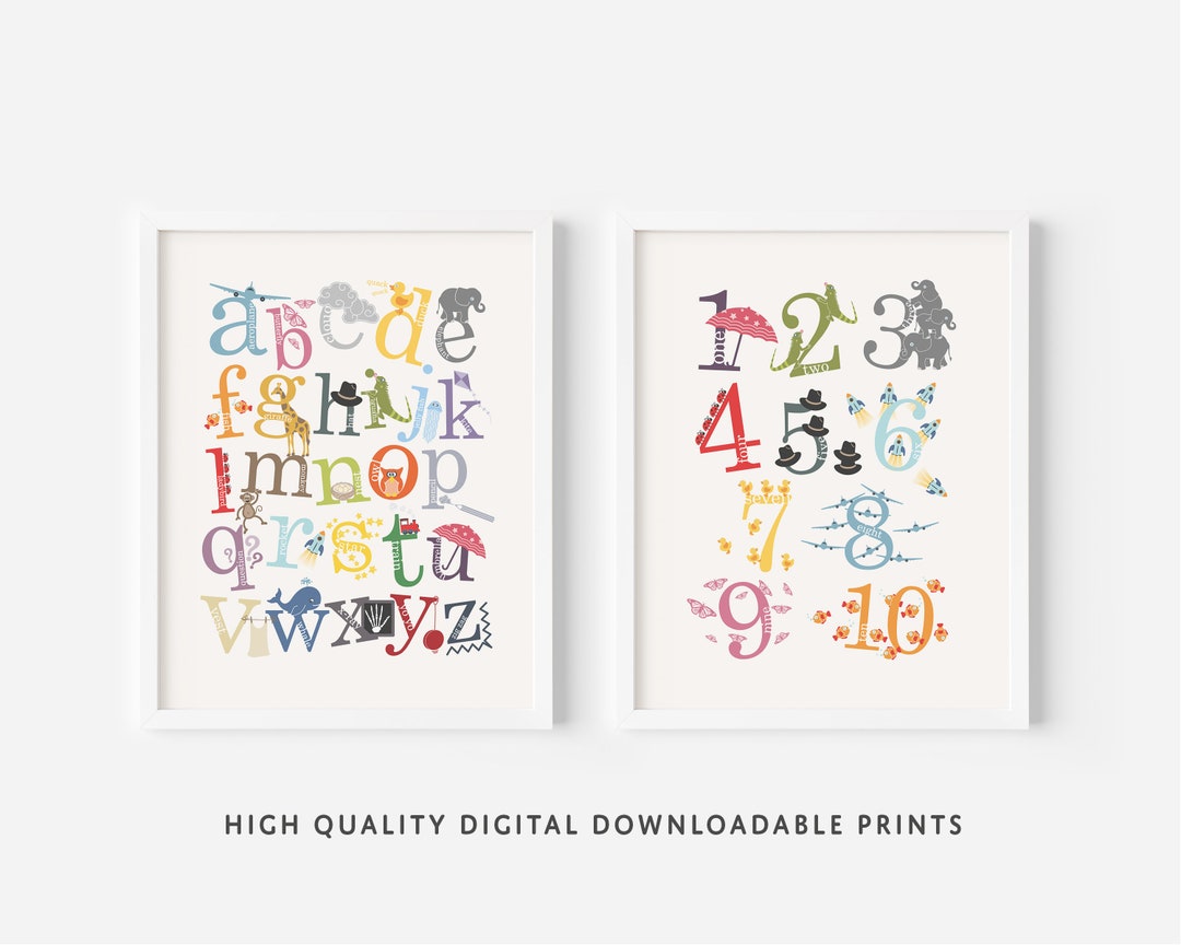 Alphabet Print & Number Print Set - Digital Download - Etsy